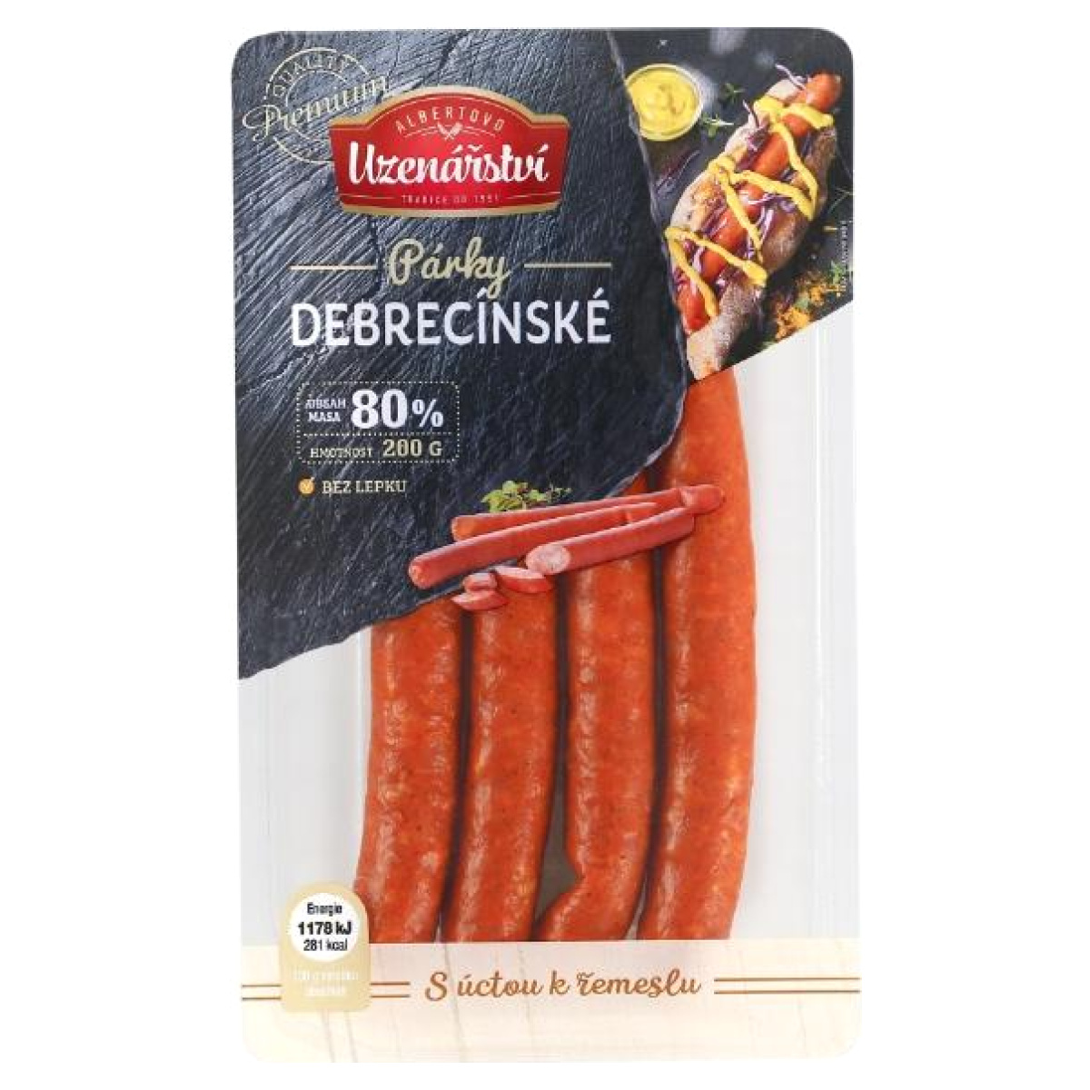 Debrecínské párky Premium Albertovo uzenářství v akci levně | Kupi.cz