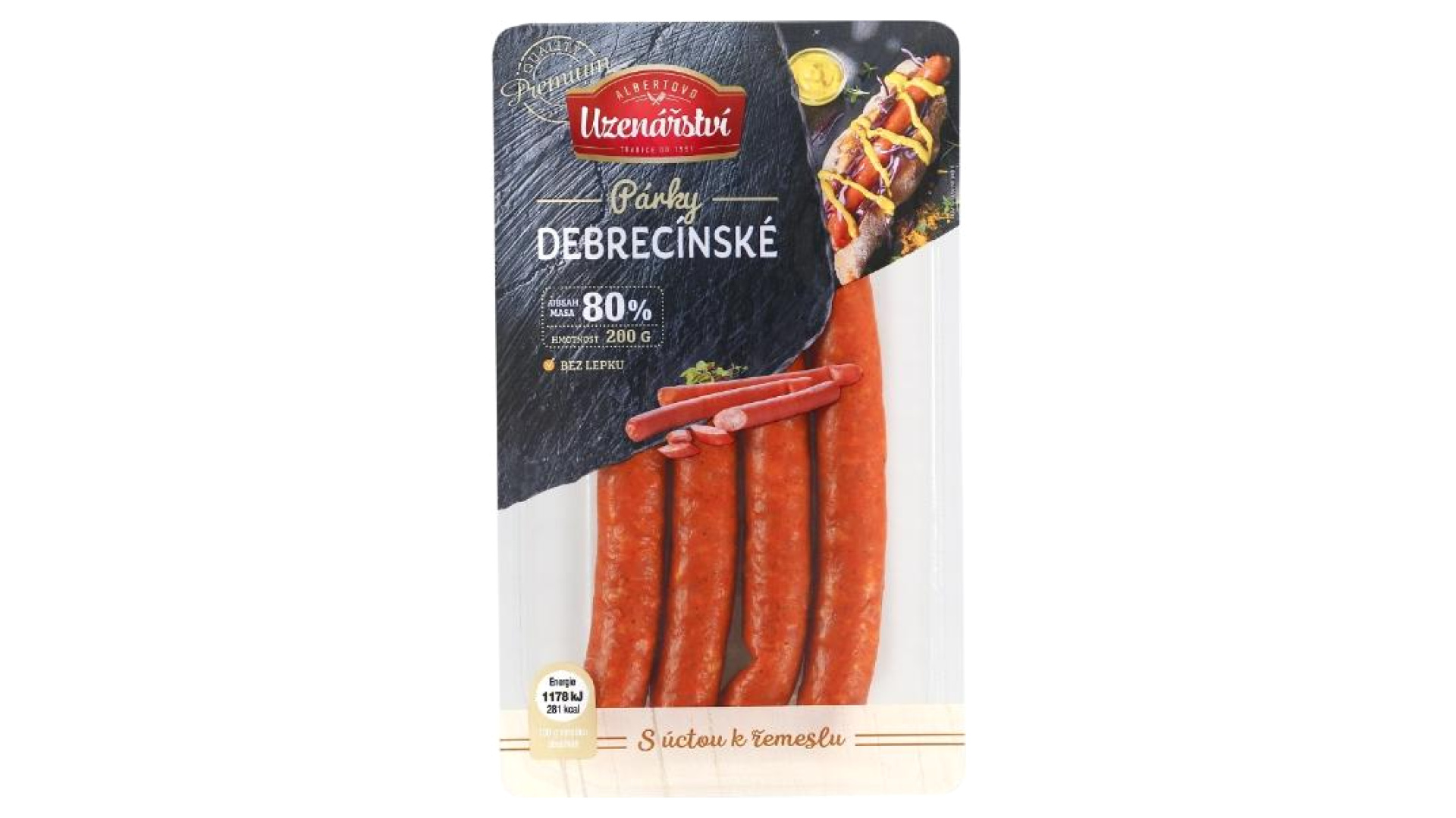 Debrecínské párky Premium Albertovo uzenářství v akci levně | Kupi.cz