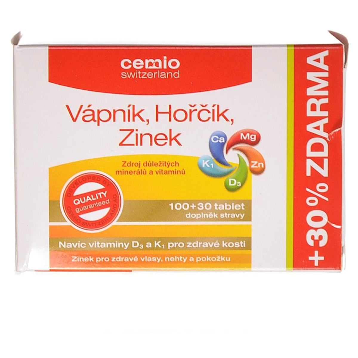 Doplněk stravy Vápník, hořčík, zinek Cemio, Cemio Switzerland levně ...