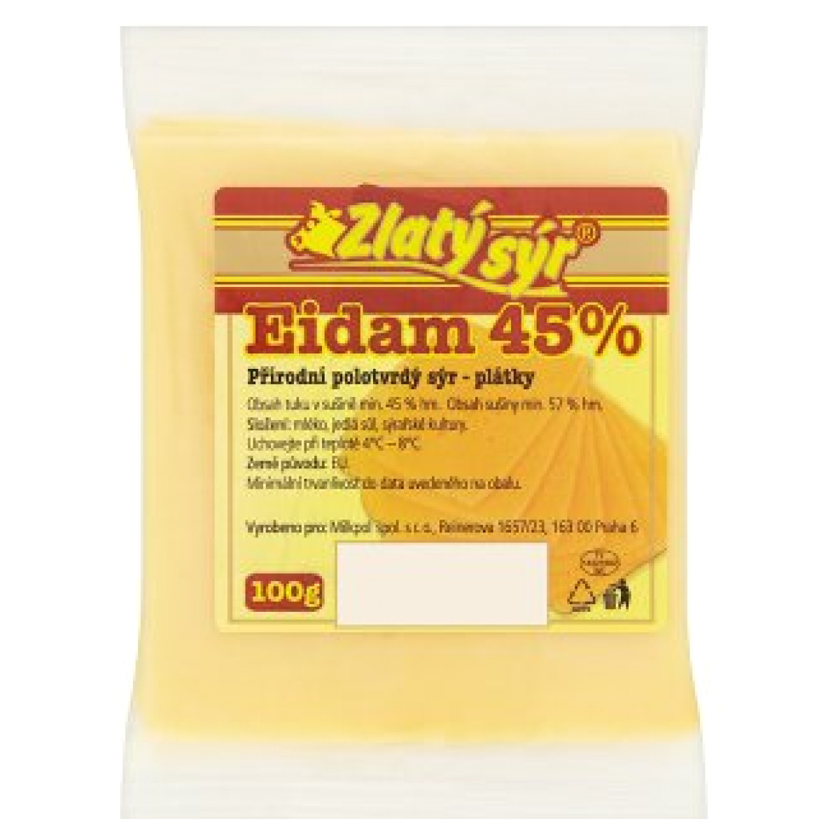 Sýr Eidam 45% Zlatý sýr Milkpol levně | Kupi.cz