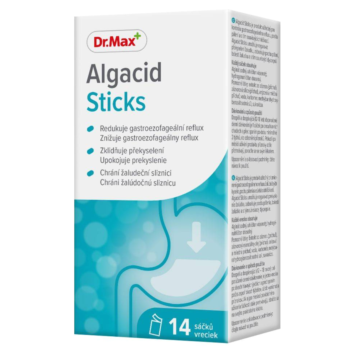 Roztok proti překyselení žaludku Algacid Sticks Dr.Max levně | Kupi.cz