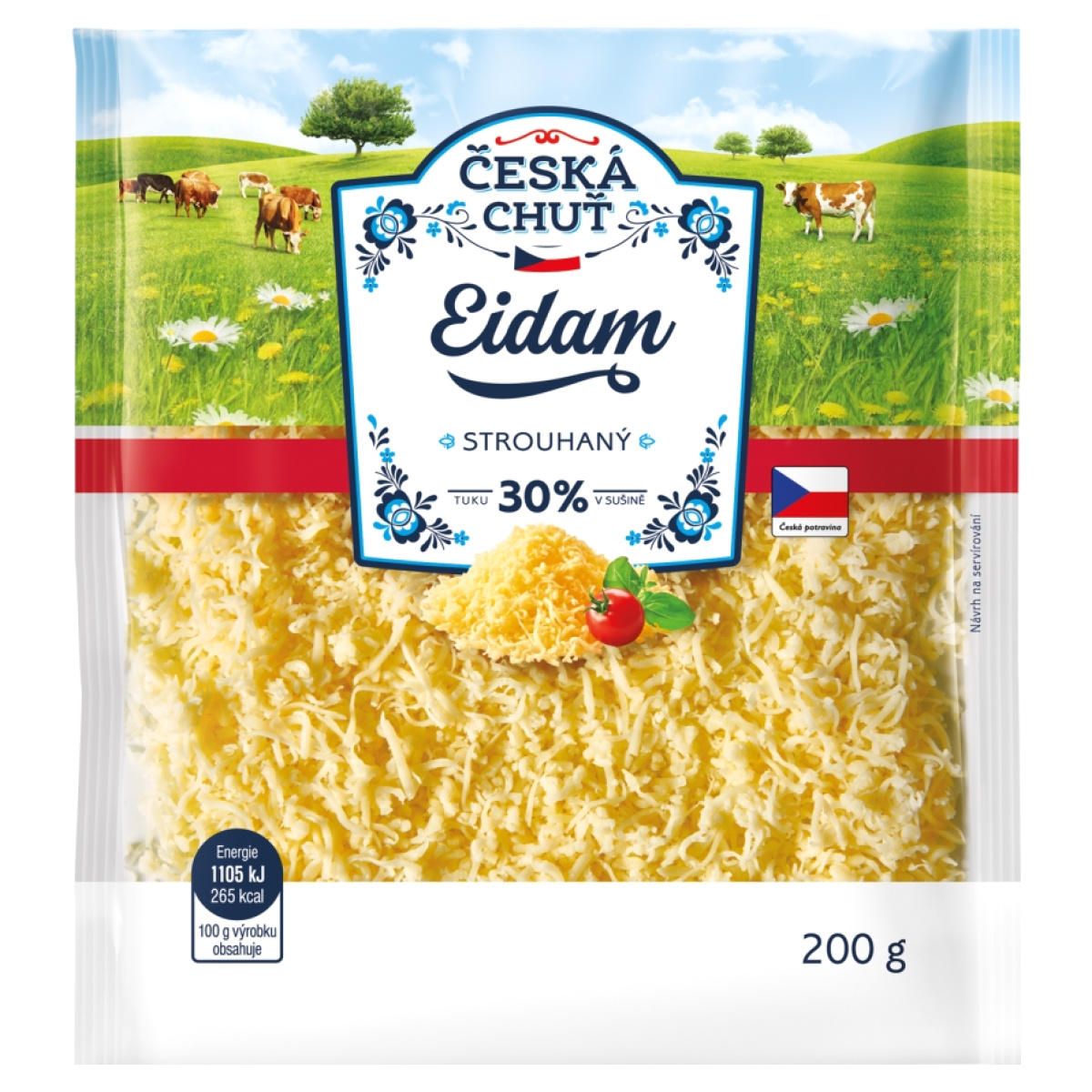 Sýr Eidam 30% strouhaný Česká chuť levně | Kupi.cz