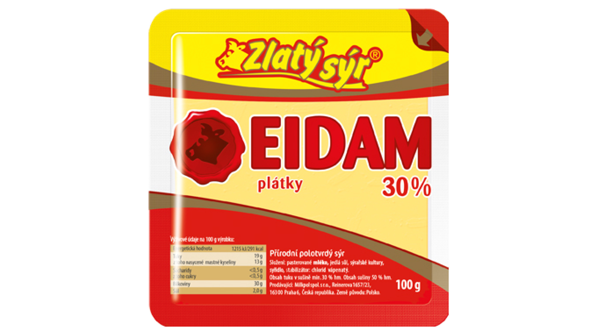 Sýr Eidam 30% Zlatý sýr Milkpol levně | Kupi.cz
