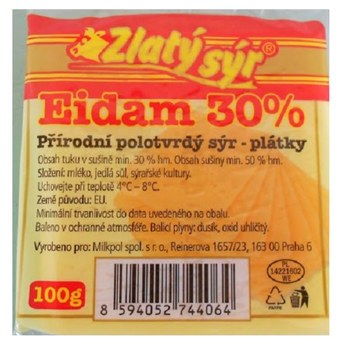 Sýr Eidam Zlatý sýr Milkpol levně | Kupi.cz