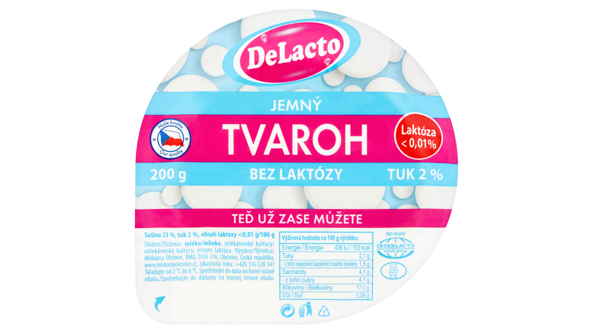 Tvaroh jemný bez laktózy DeLacto levně | Kupi.cz